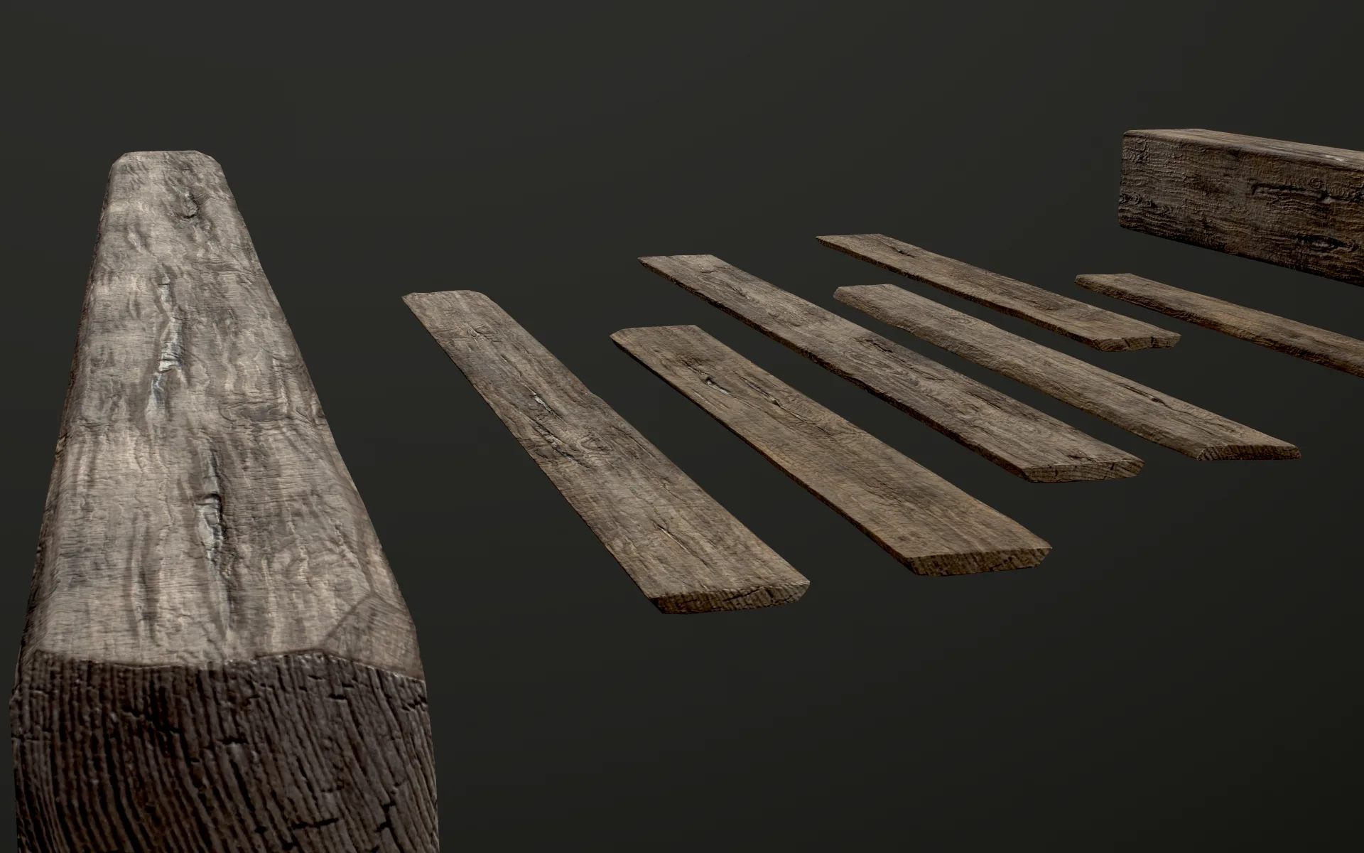 Wooden Planks and Beams - 13 pieces - FlippedNormals