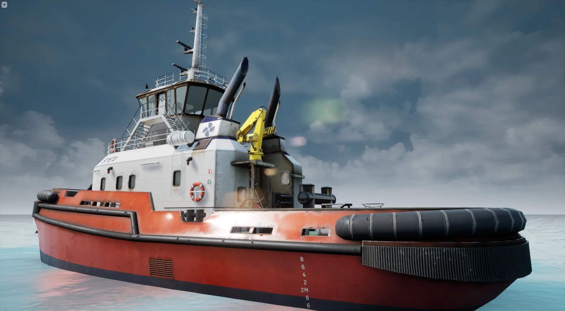 Tug Ship tugboat - low poly - FlippedNormals