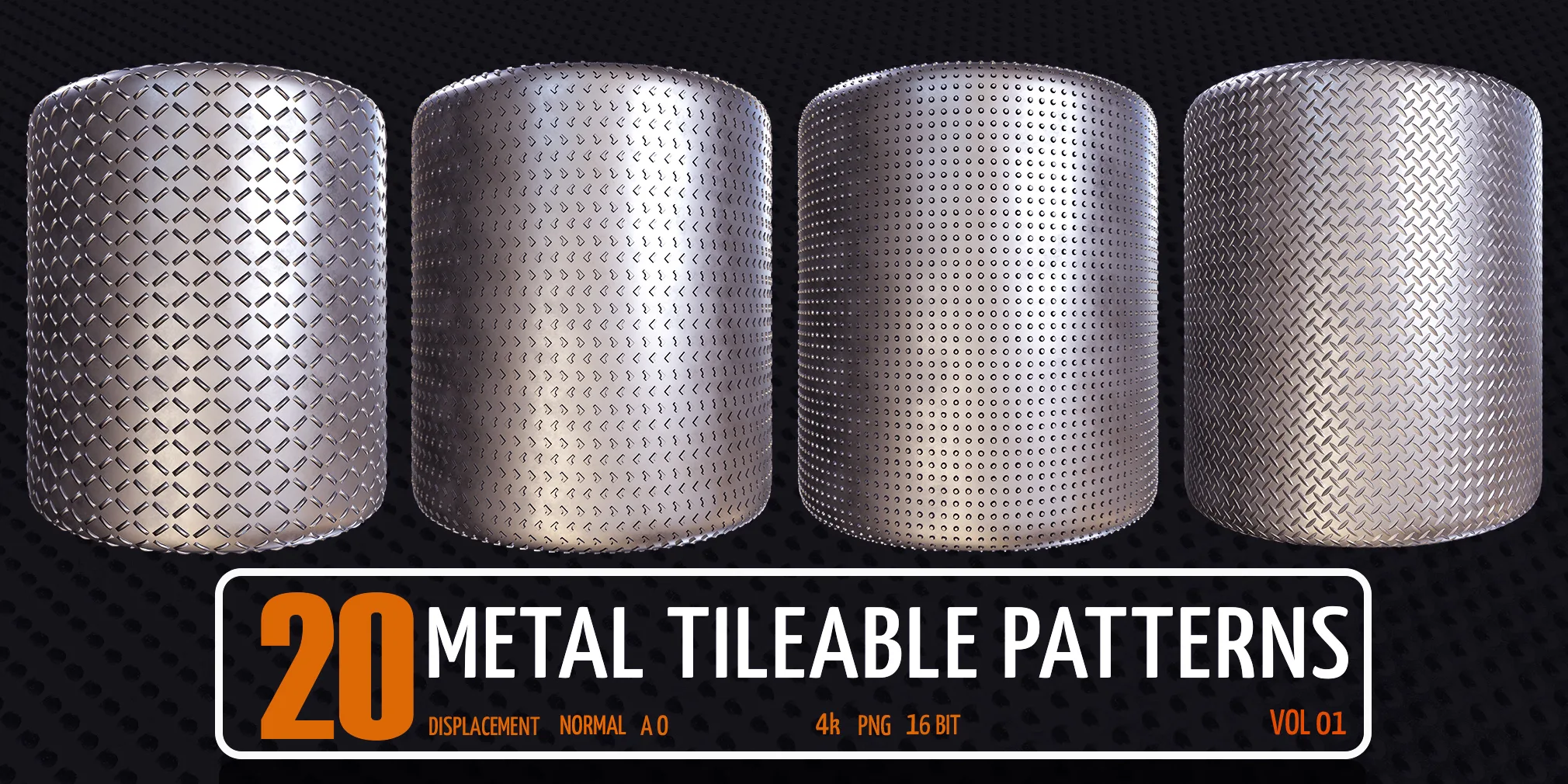 20 Metal Tileable Patterns - FlippedNormals