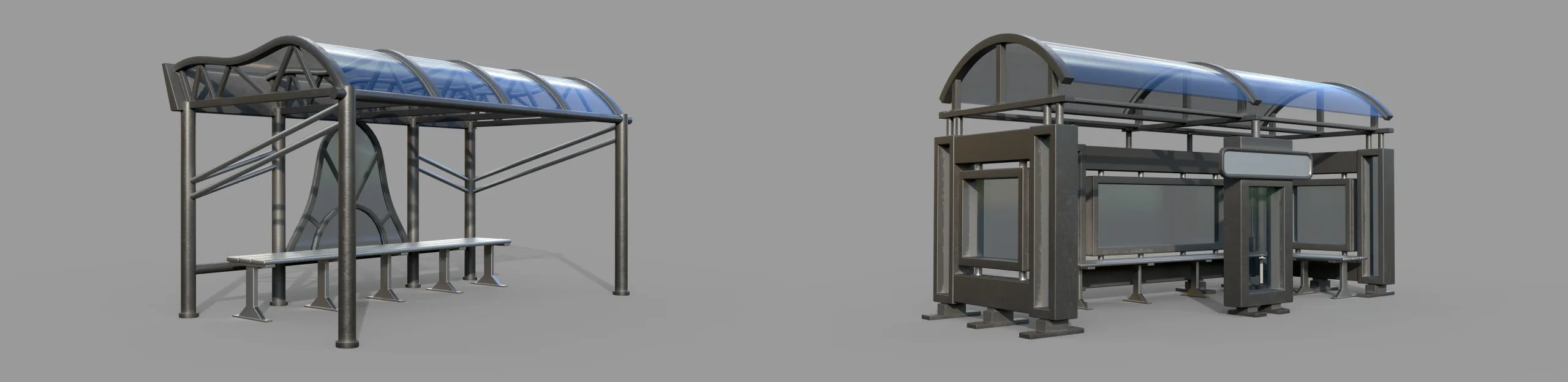 25 Bus Stop Base Mesh Pack with - FlippedNormals