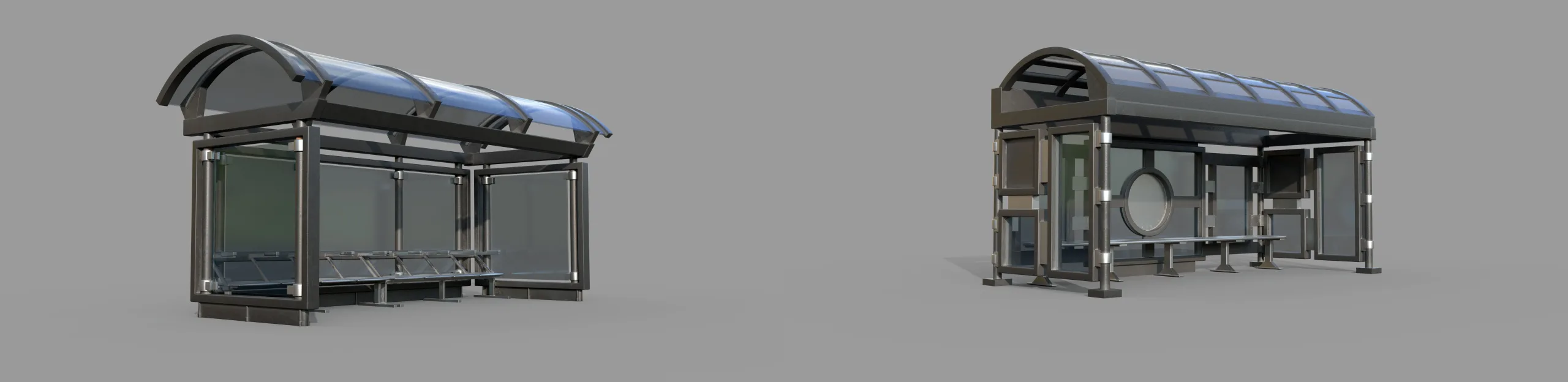 25 Bus Stop Base Mesh Pack with - FlippedNormals