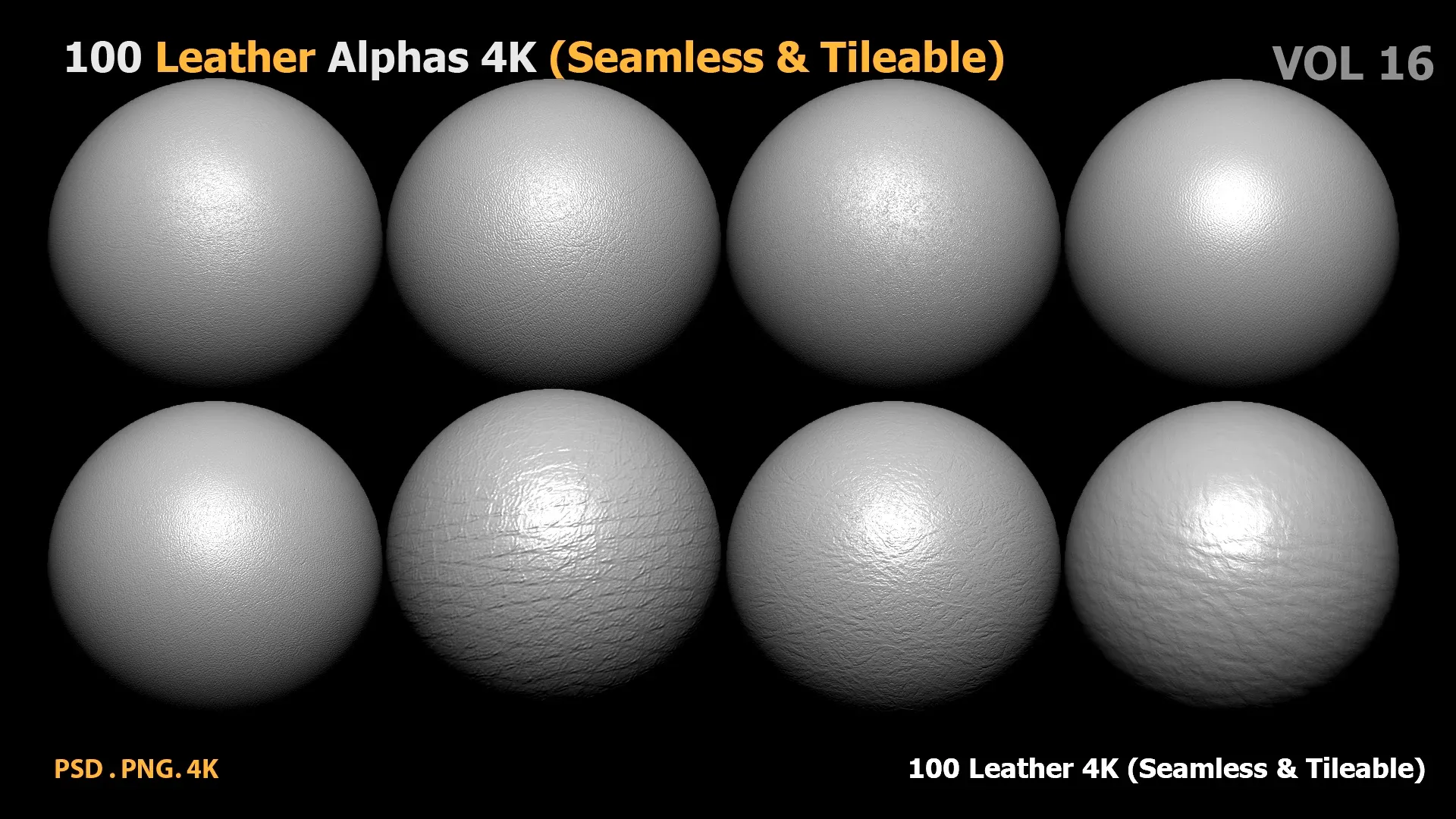 100 Leather Alphas 4K (Seamless - FlippedNormals