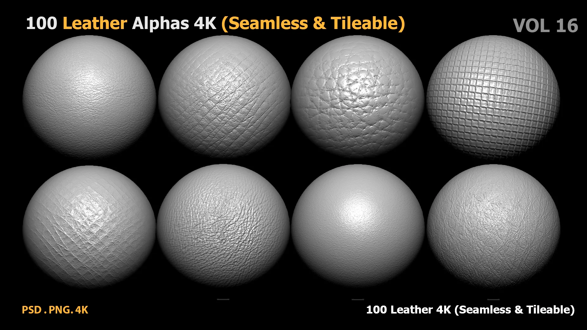 100 Leather Alphas 4K (Seamless - FlippedNormals