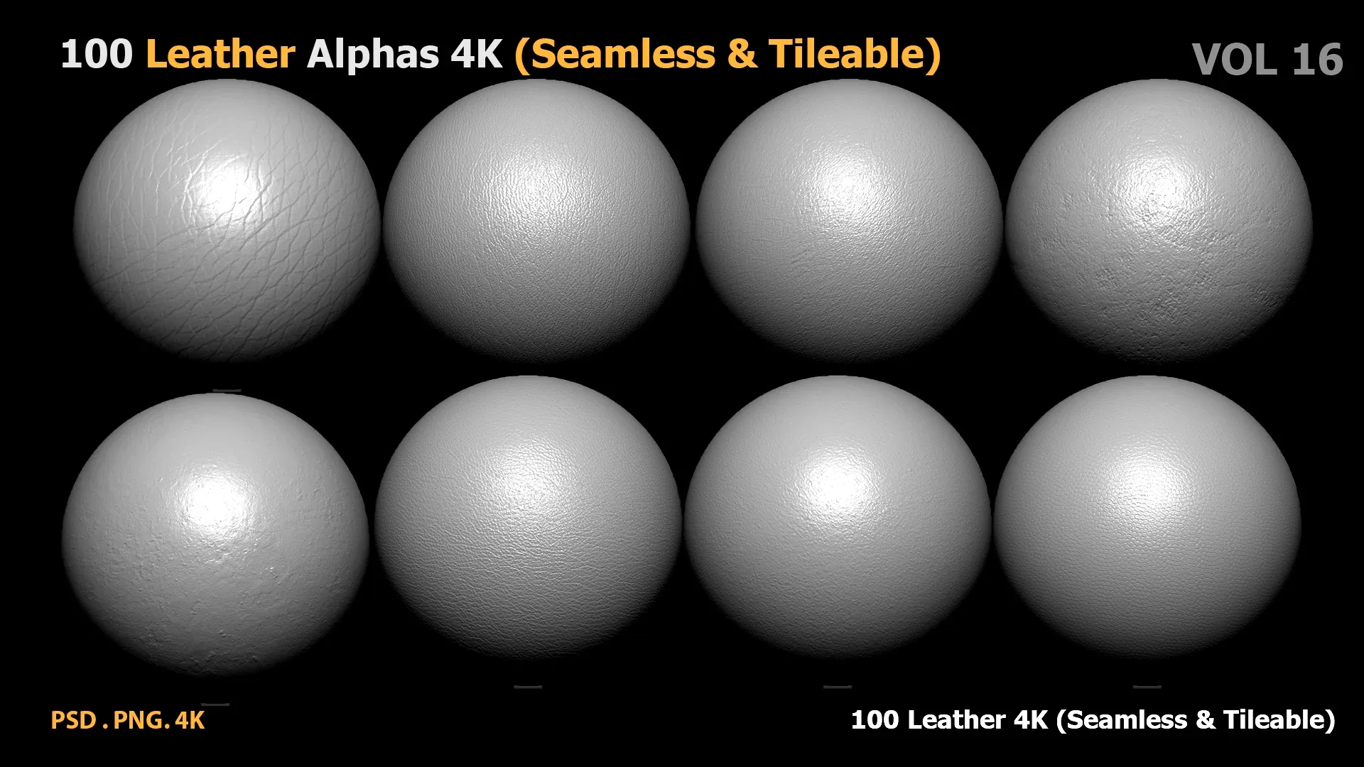 100 Leather Alphas 4K (Seamless - FlippedNormals