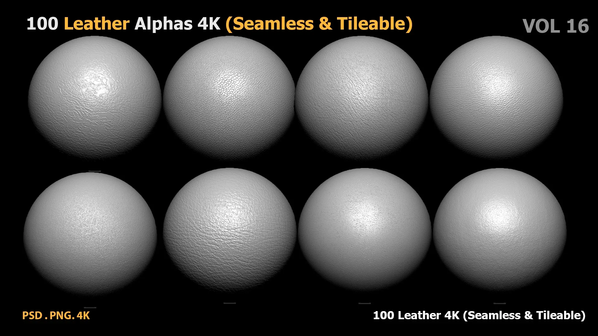 100 Leather Alphas 4K (Seamless - FlippedNormals