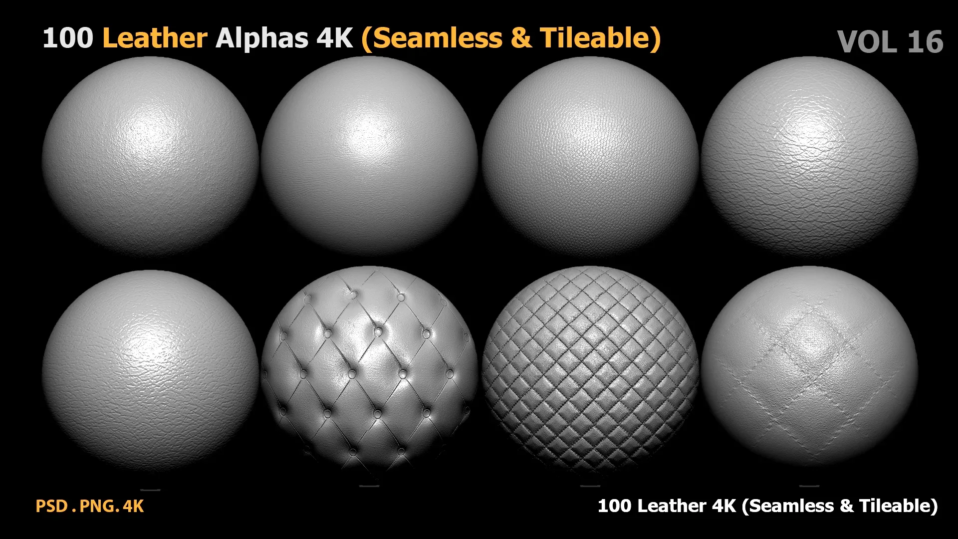 100 Leather Alphas 4K (Seamless - FlippedNormals