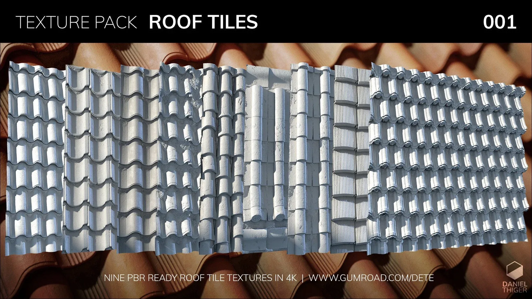 Texture Pack | Roof Tiles 001 - FlippedNormals