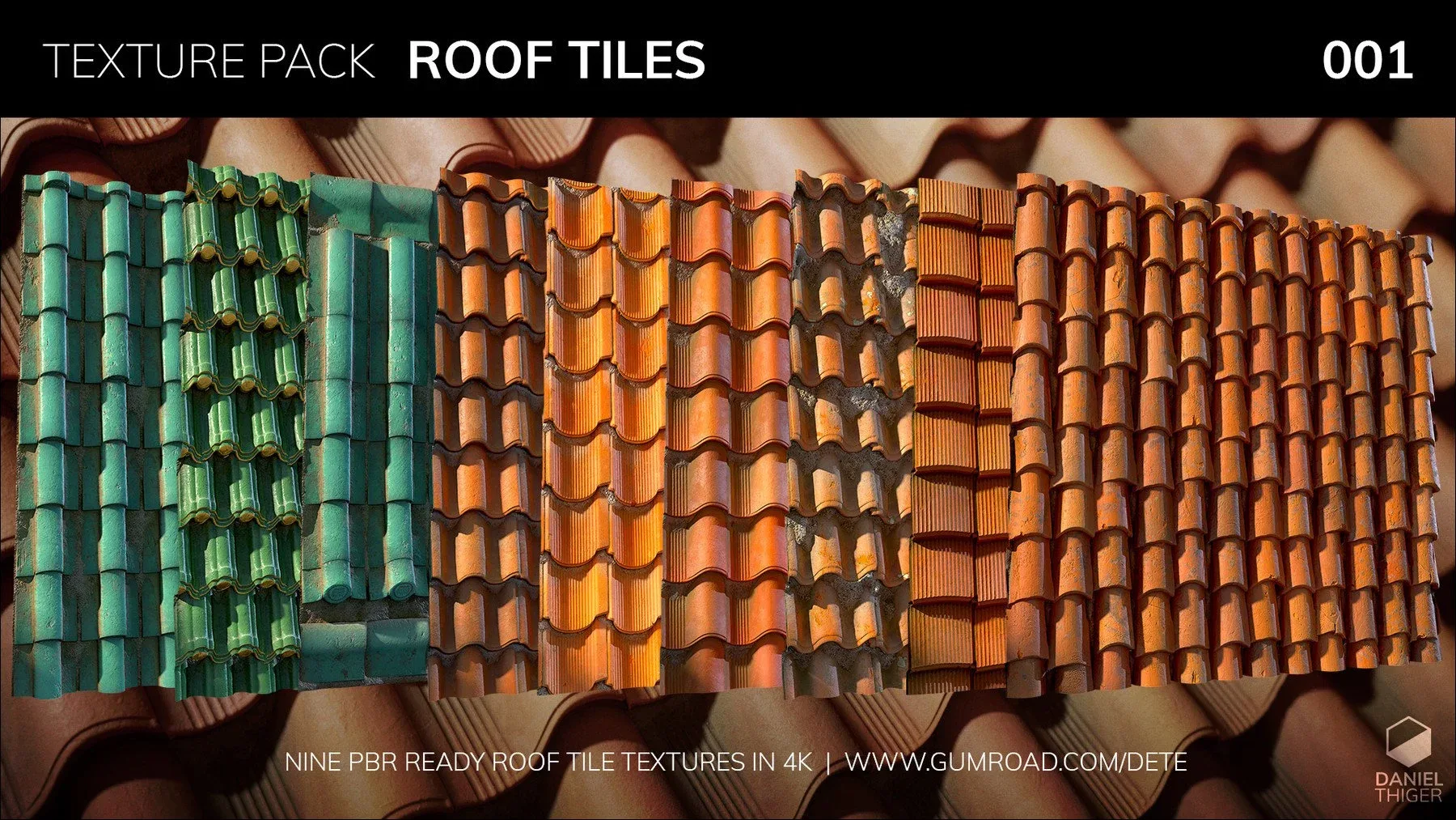 Texture Pack | Roof Tiles 001 - FlippedNormals