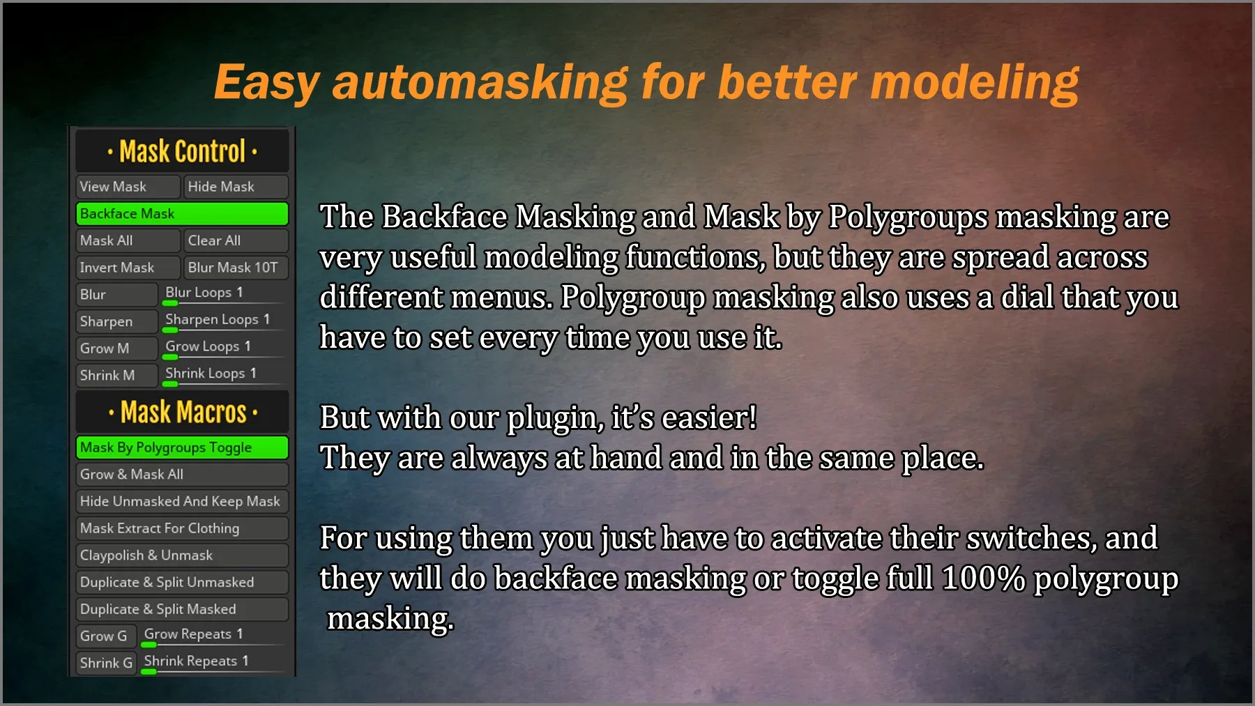 Easy Masks ZBrush Plugin - FlippedNormals
