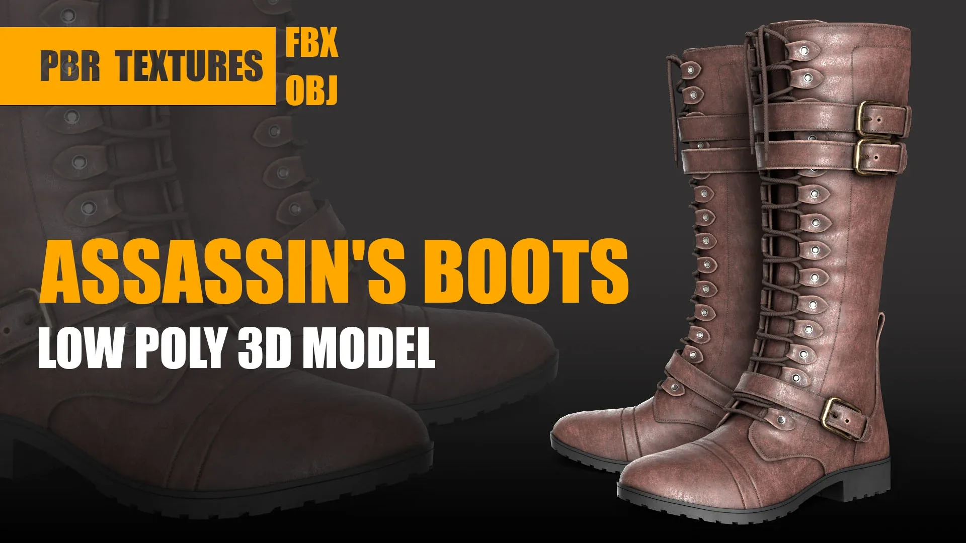 Leather Assassins Boots Low-poly - FlippedNormals