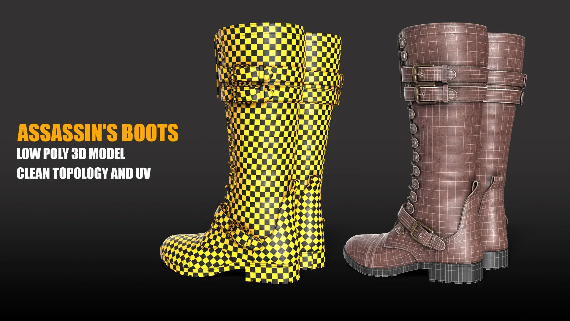 Leather Assassins Boots Low-poly - FlippedNormals