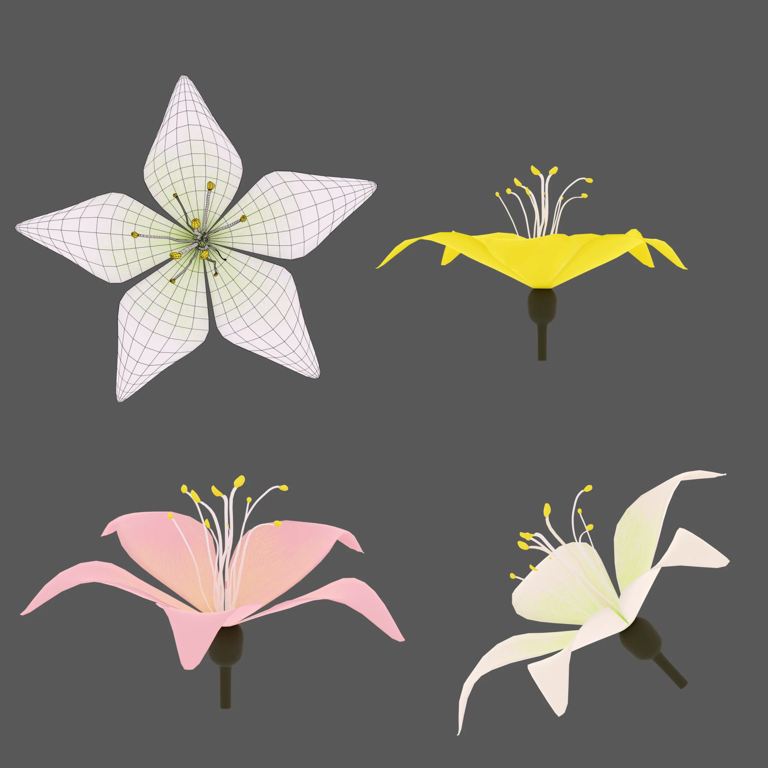 3D FLOWERS-GAME READY - FlippedNormals