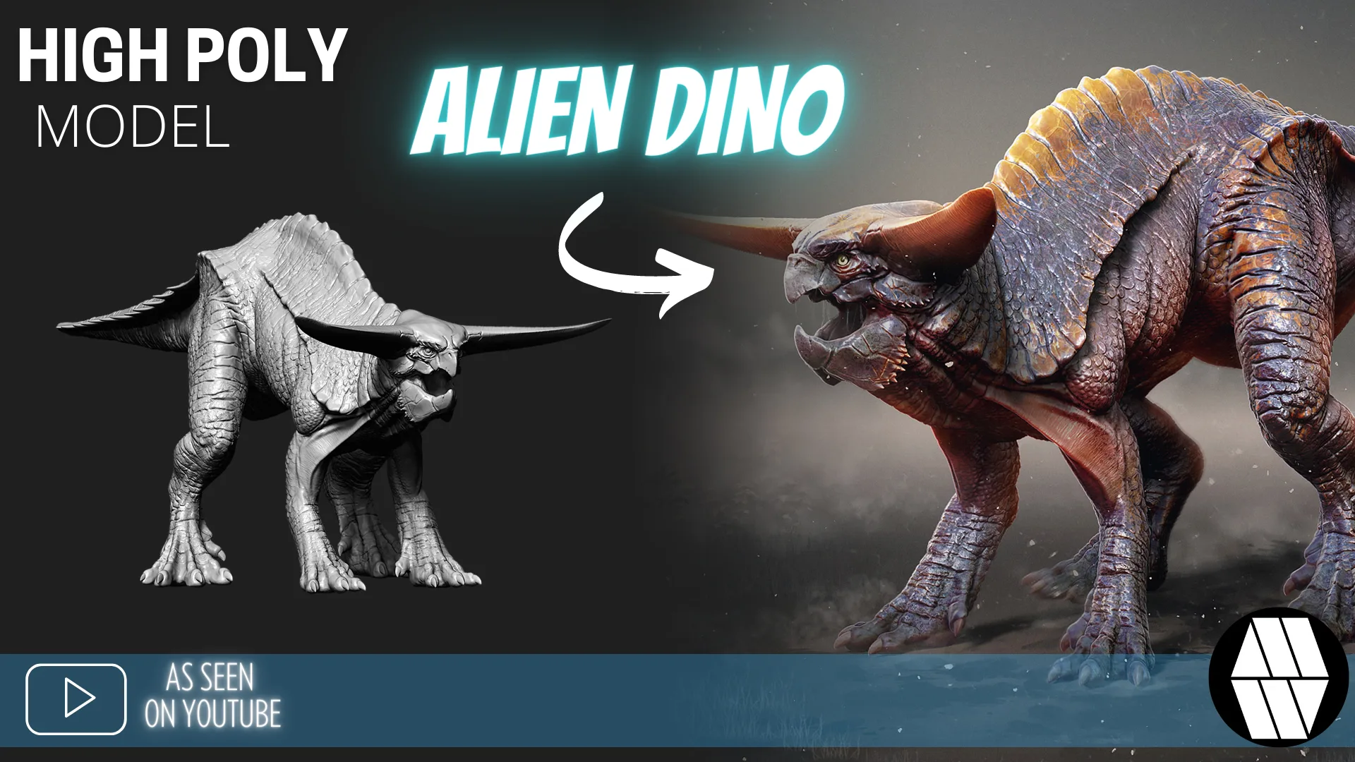 ZBrush Model: Alien Dino High Poly - FlippedNormals