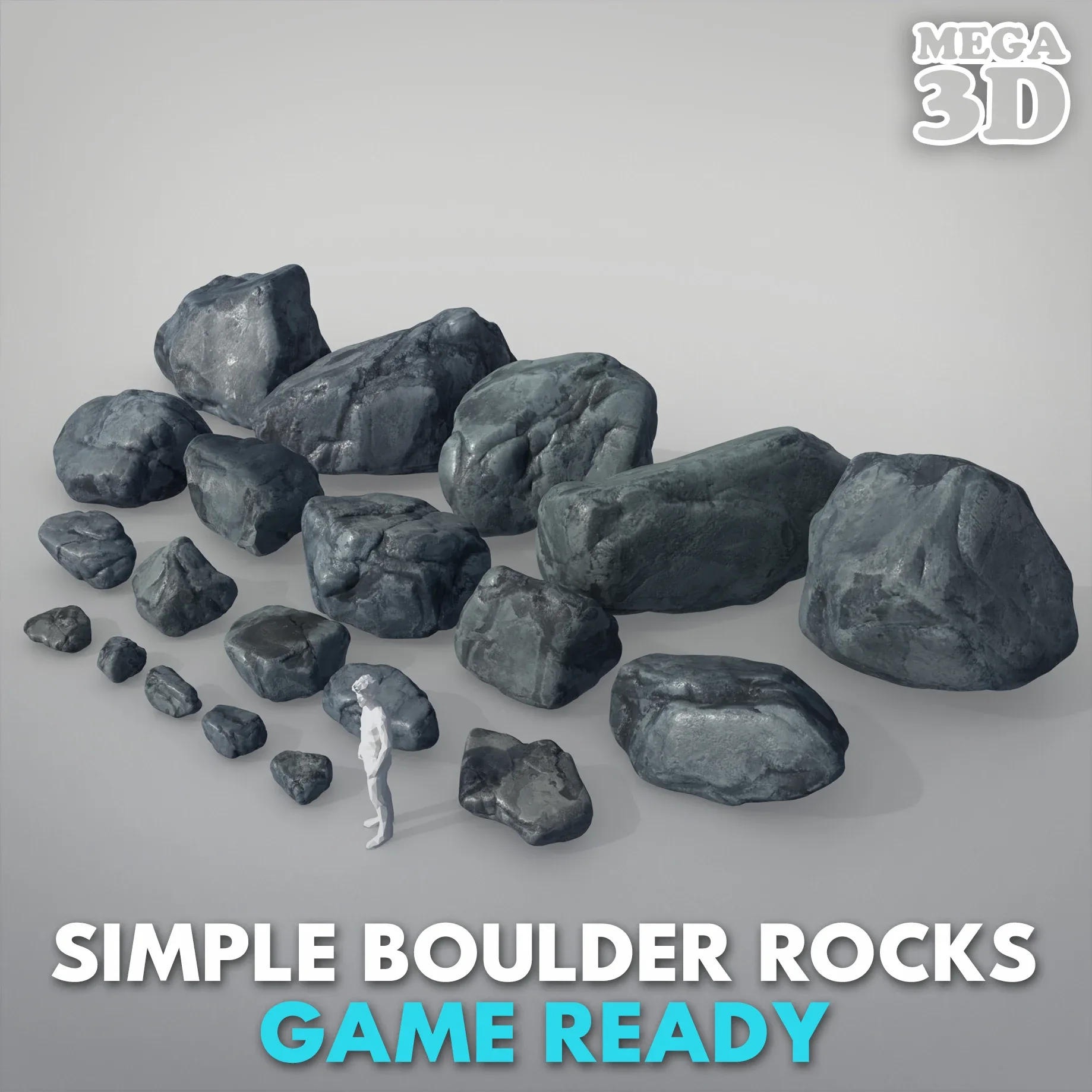 Low poly Simple Boulder Rock 230420 - FlippedNormals