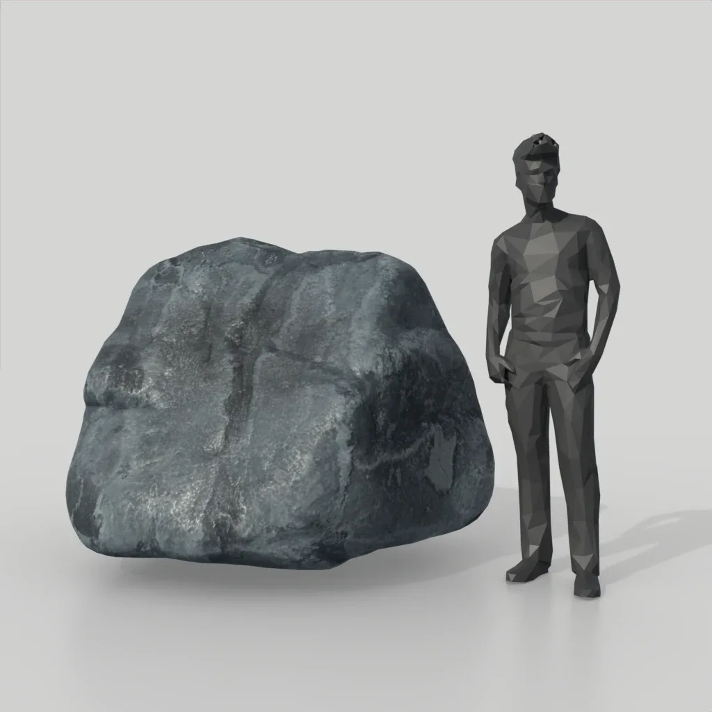 Low poly Simple Boulder Rock 230420 - FlippedNormals