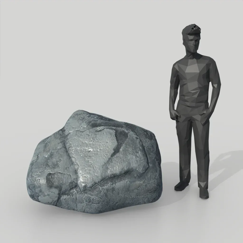 Low poly Simple Boulder Rock 230420 - FlippedNormals