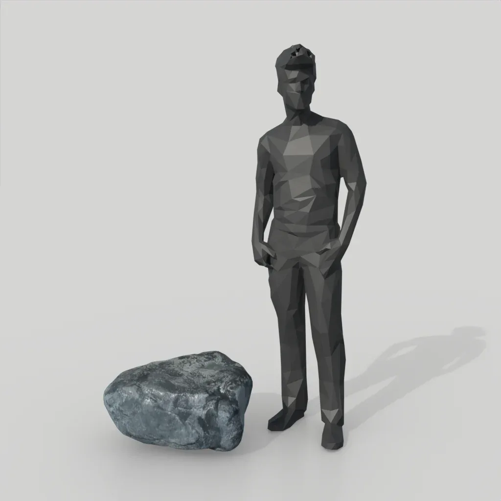 Low poly Simple Boulder Rock 230420 - FlippedNormals