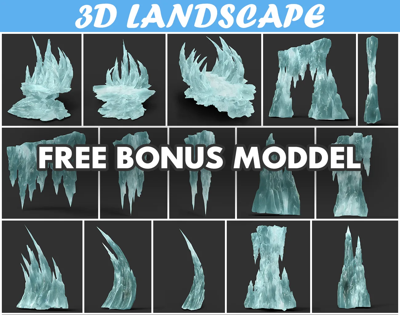 Low poly Ice Spike Cave 230501 - FlippedNormals
