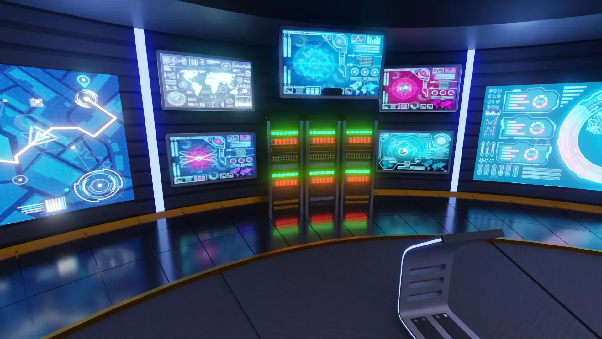 Sci-Fi Command Room Interior 3D - FlippedNormals