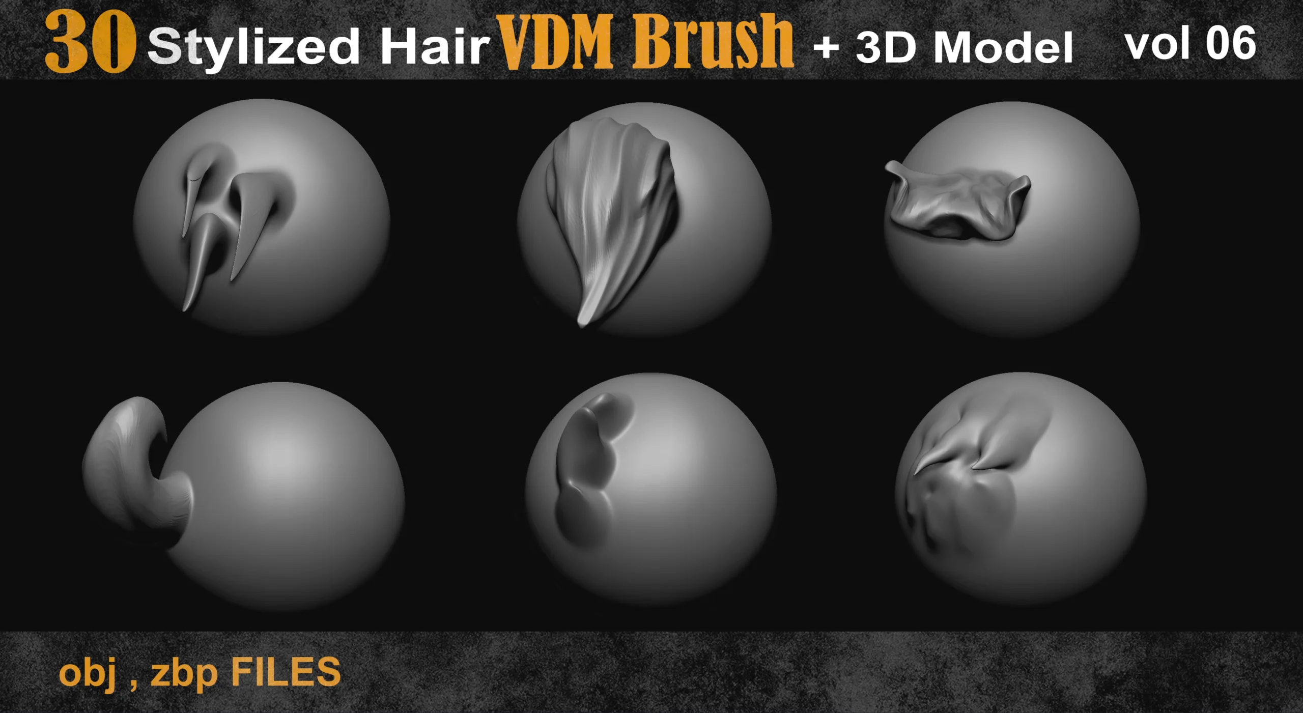 30 Stylized Hair VDM Brush + 3d - FlippedNormals