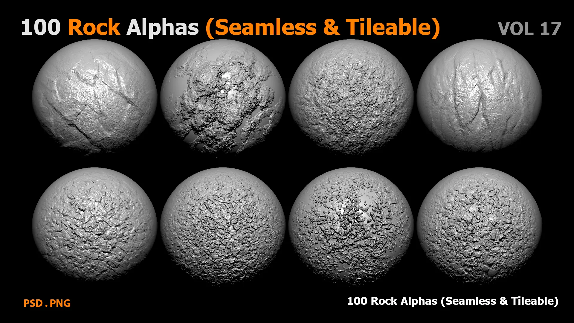 100 Rock Alphas(Seamless & Tileable) - FlippedNormals