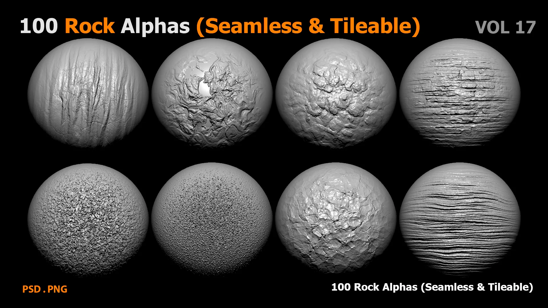 100 Rock Alphas(Seamless & Tileable) - FlippedNormals