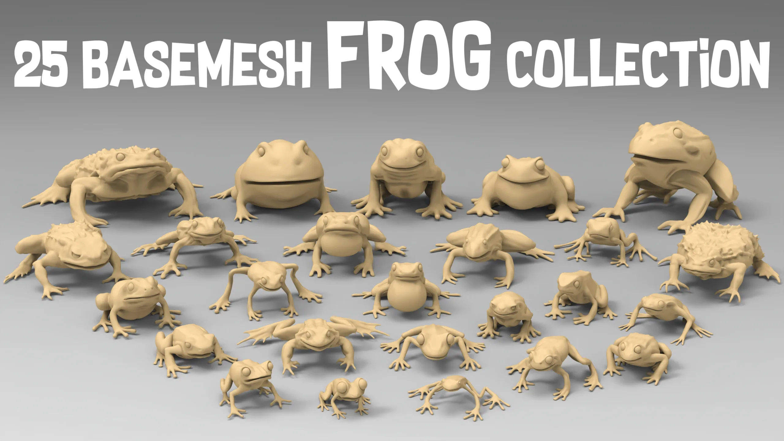 25 Basemesh frog collection - FlippedNormals
