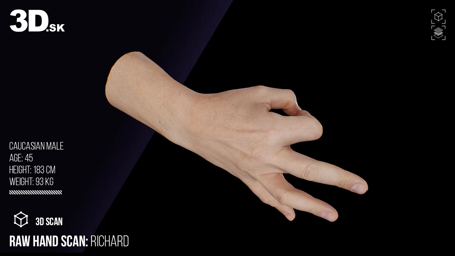 Raw Hand Scan Okay | 3D Model Richard - FlippedNormals