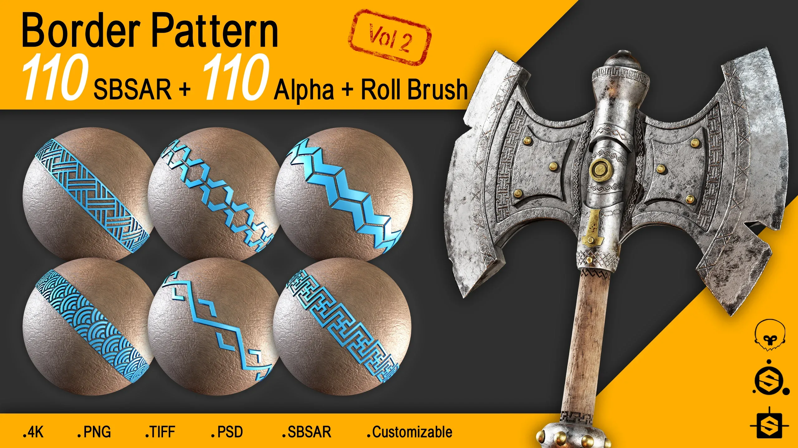 110 Border Pattern + Alpha (4K) - FlippedNormals