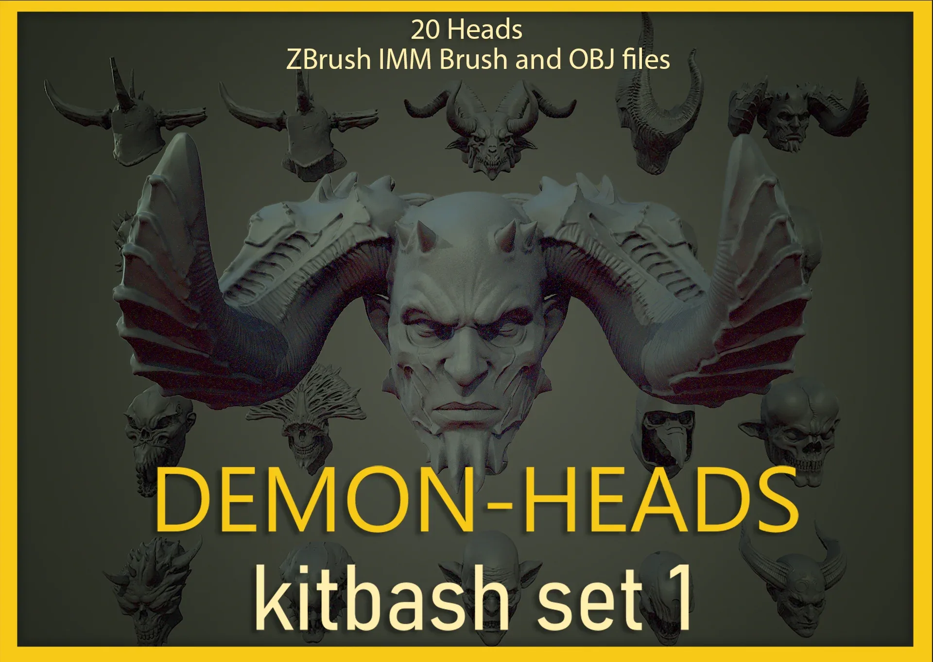 20 Demon Head Kitbash set VOL. - FlippedNormals