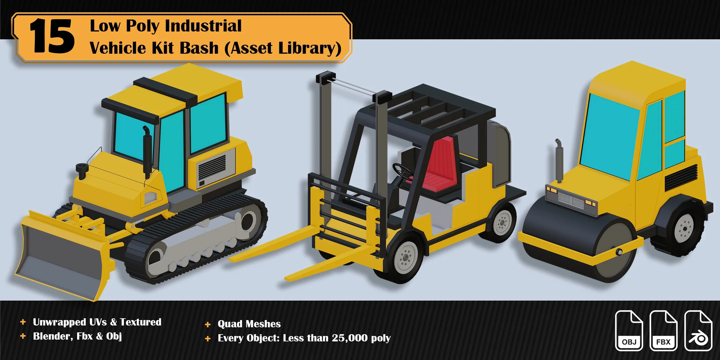 Low Poly Industrial Vehicle Asset - FlippedNormals