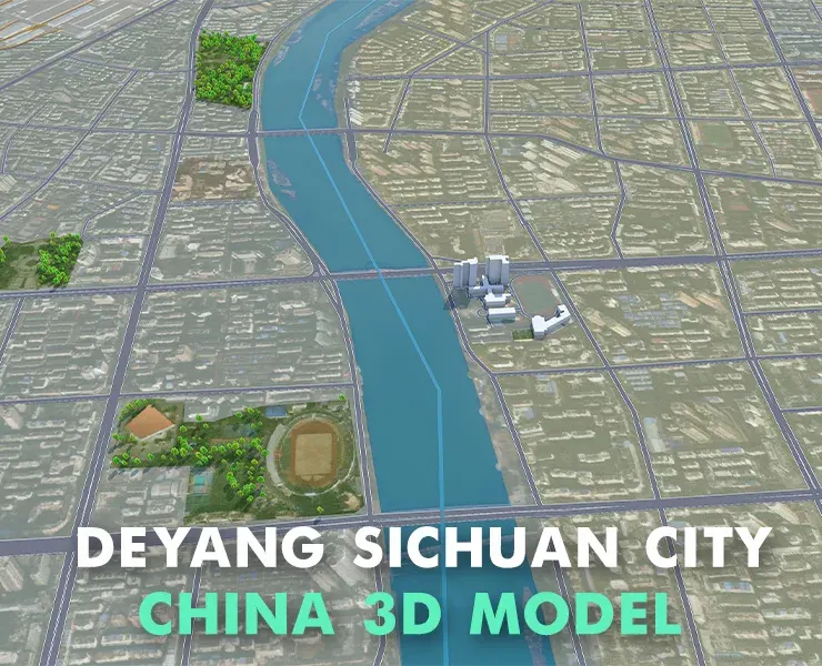 Deyang city Sichuan China 3d model - FlippedNormals