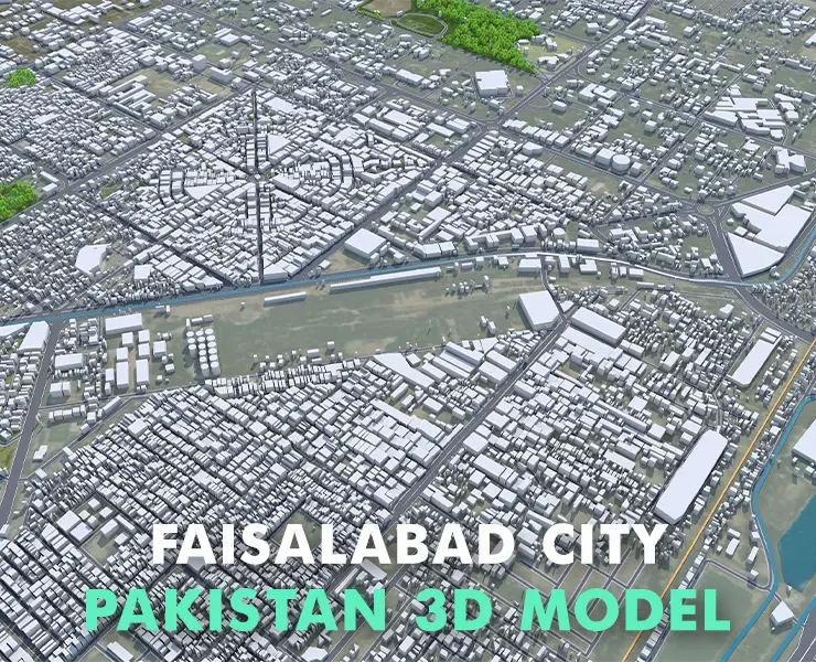 Faisalabad city Pakistan 3d model - FlippedNormals
