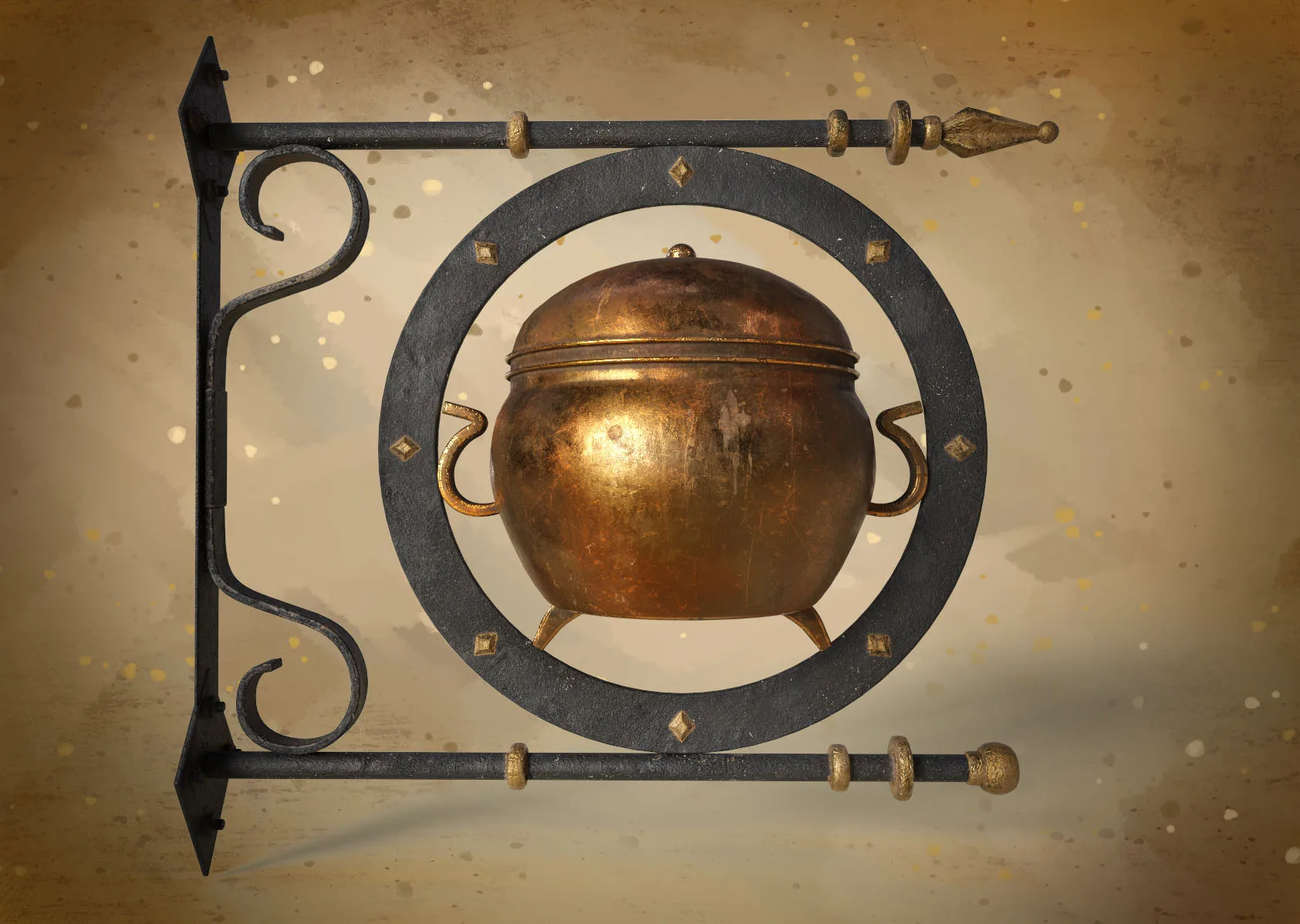 Street forged Sign with a Pot - FlippedNormals