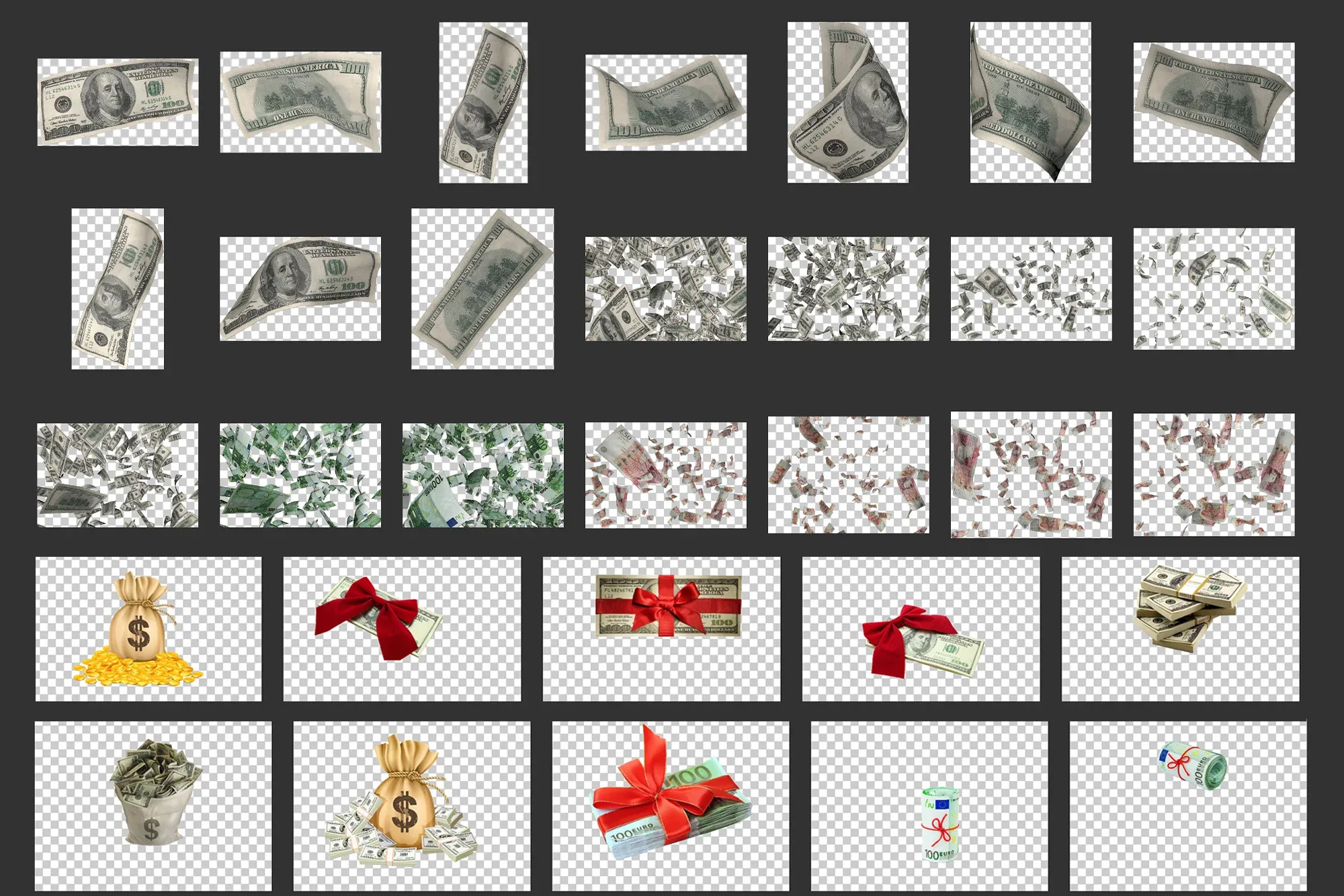 50 Money Overlays PNG, Photoshop - FlippedNormals