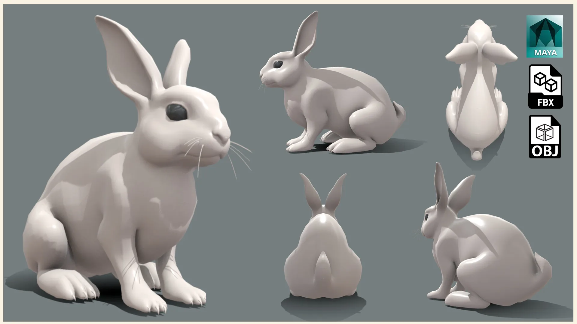 Rabbit BaseMesh - Topology + UV - FlippedNormals