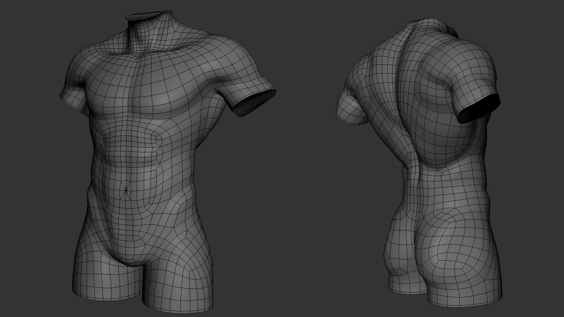Male Torso BaseMesh - Topology - FlippedNormals