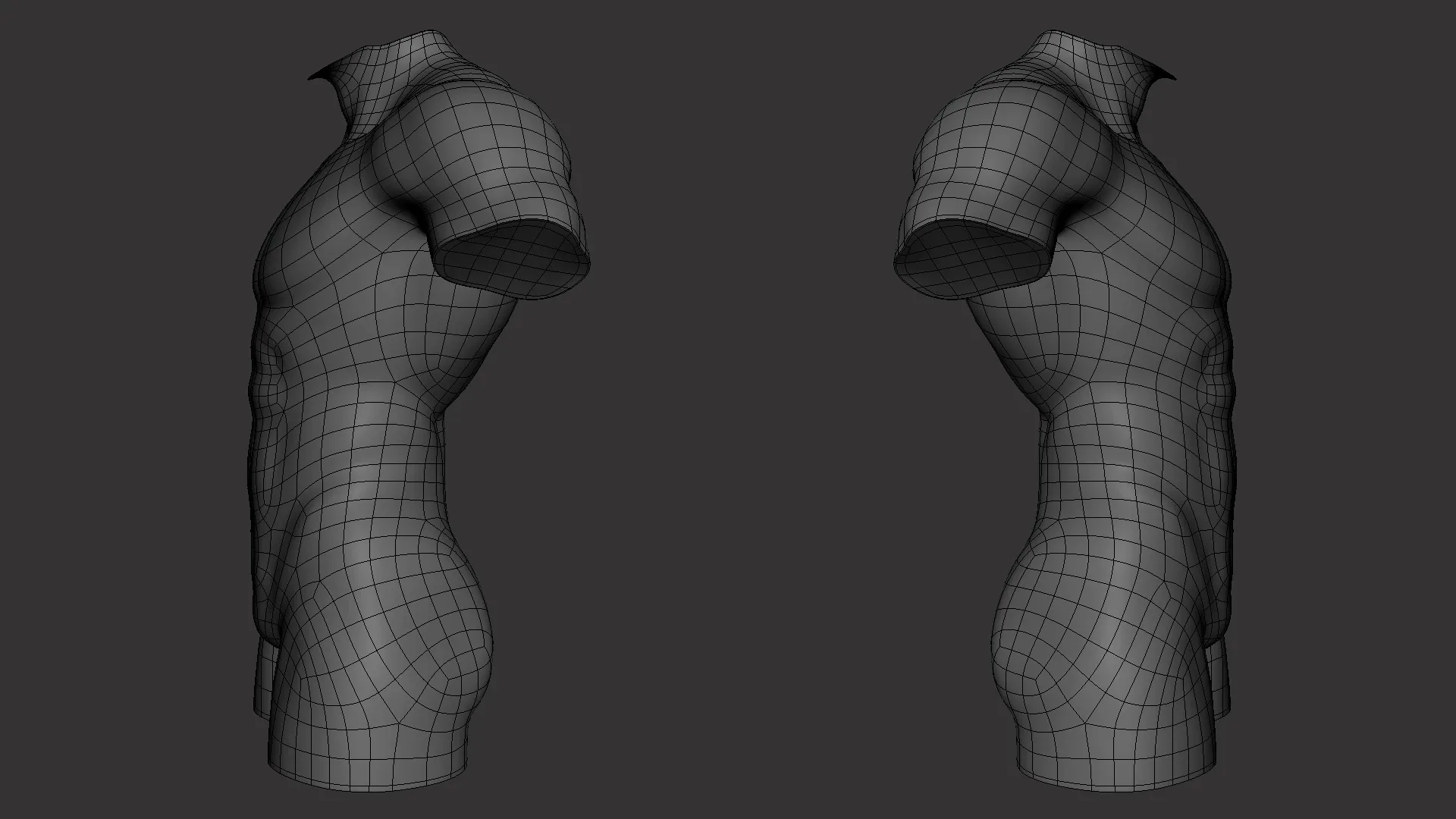 Male Torso BaseMesh - Topology - FlippedNormals