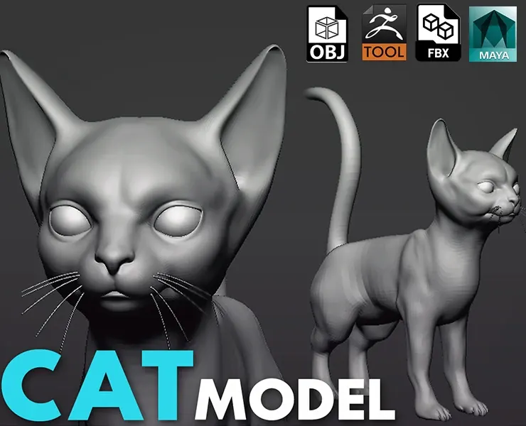 Cat - Topology + UV Map - FlippedNormals