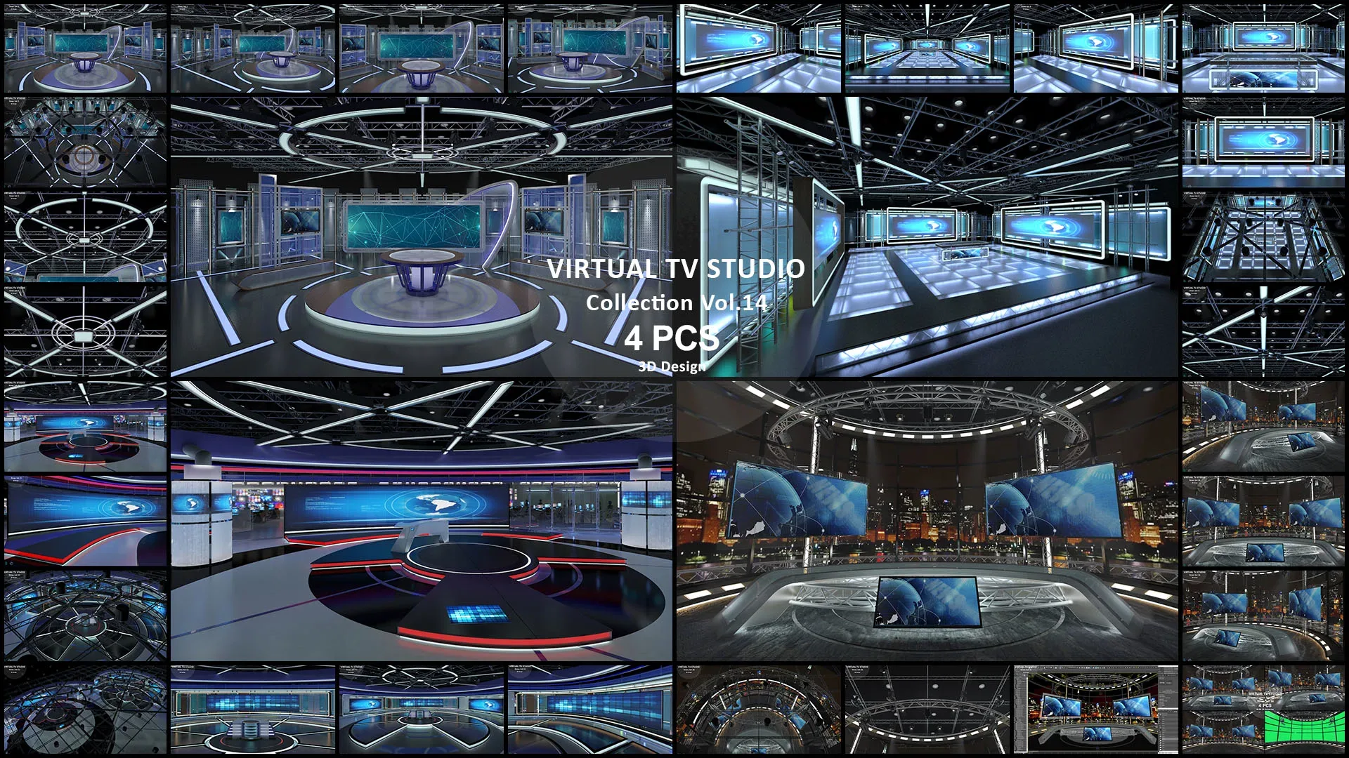 Virtual TV Studio Sets - Collection - FlippedNormals