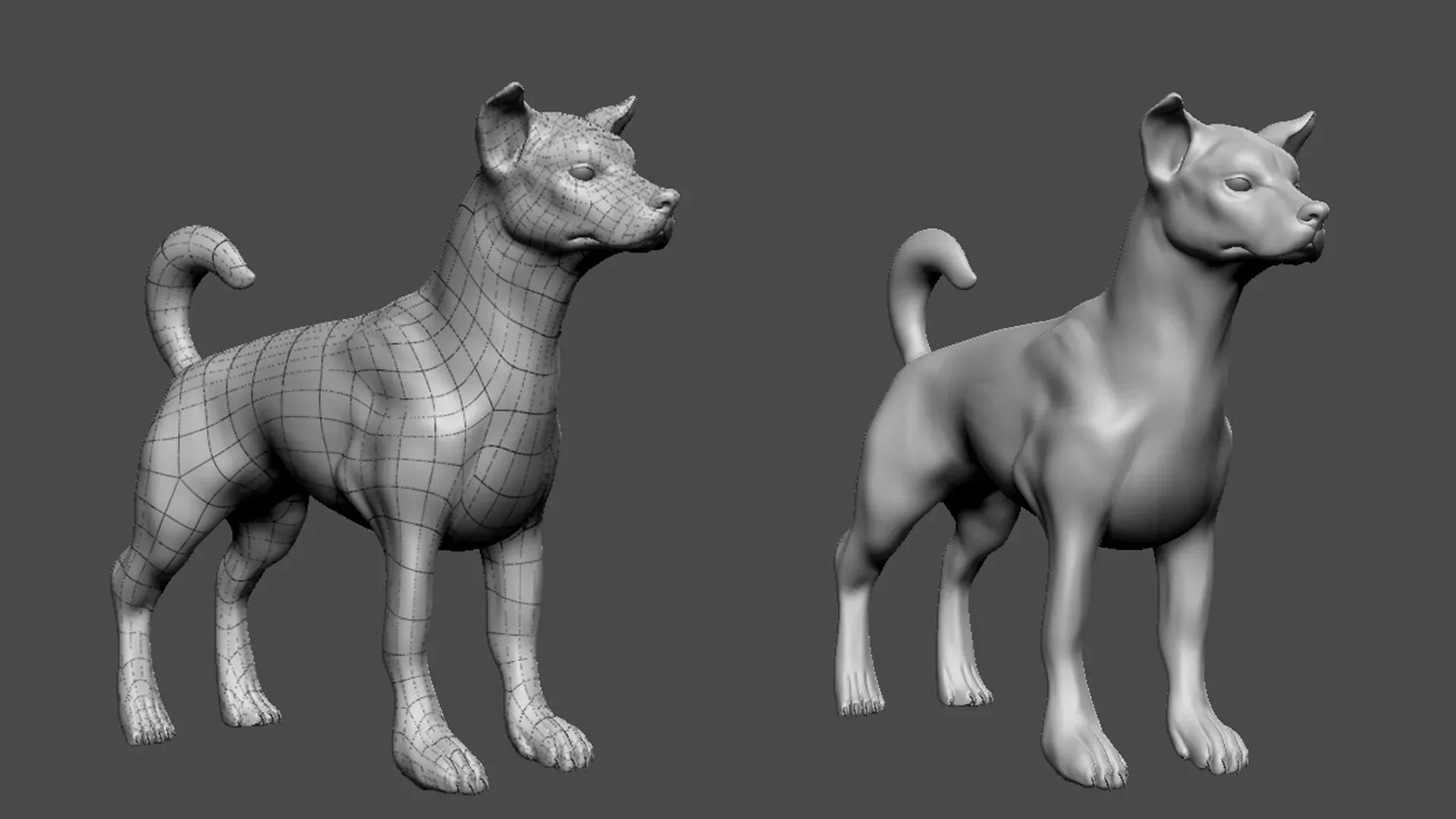 Street Dog - Topology + UV Map - FlippedNormals