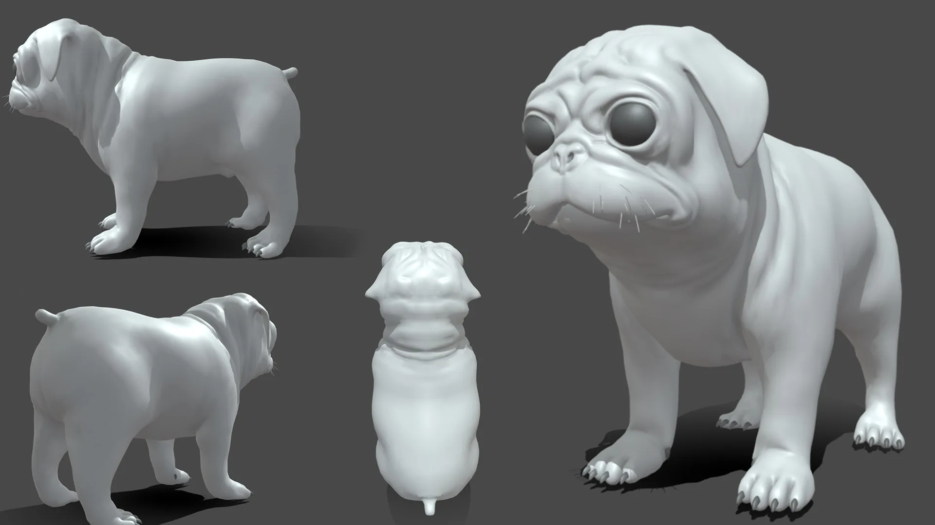 Pug Dog - Topology + UV Map - FlippedNormals