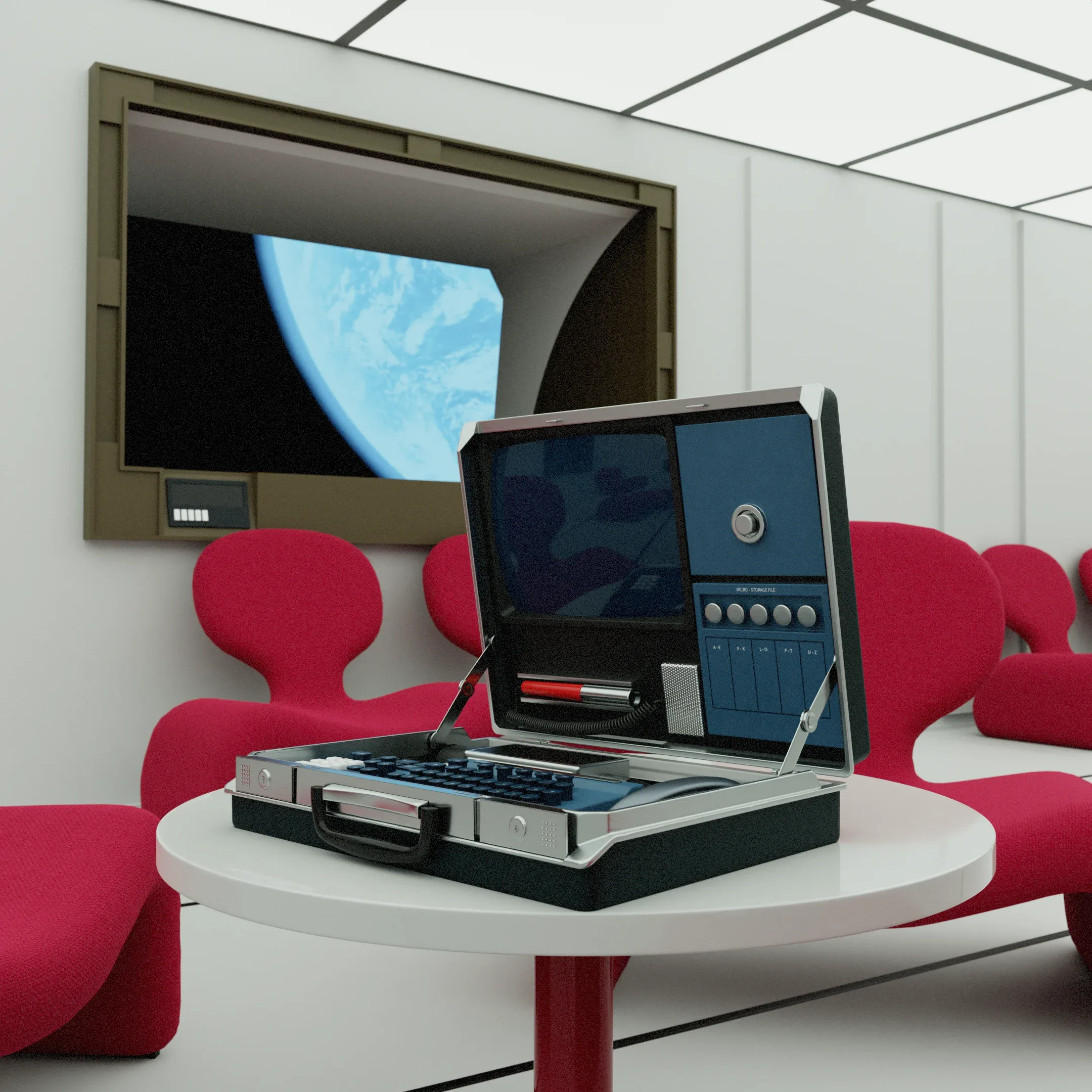 Retro Futuristic Briefcase Computer - FlippedNormals