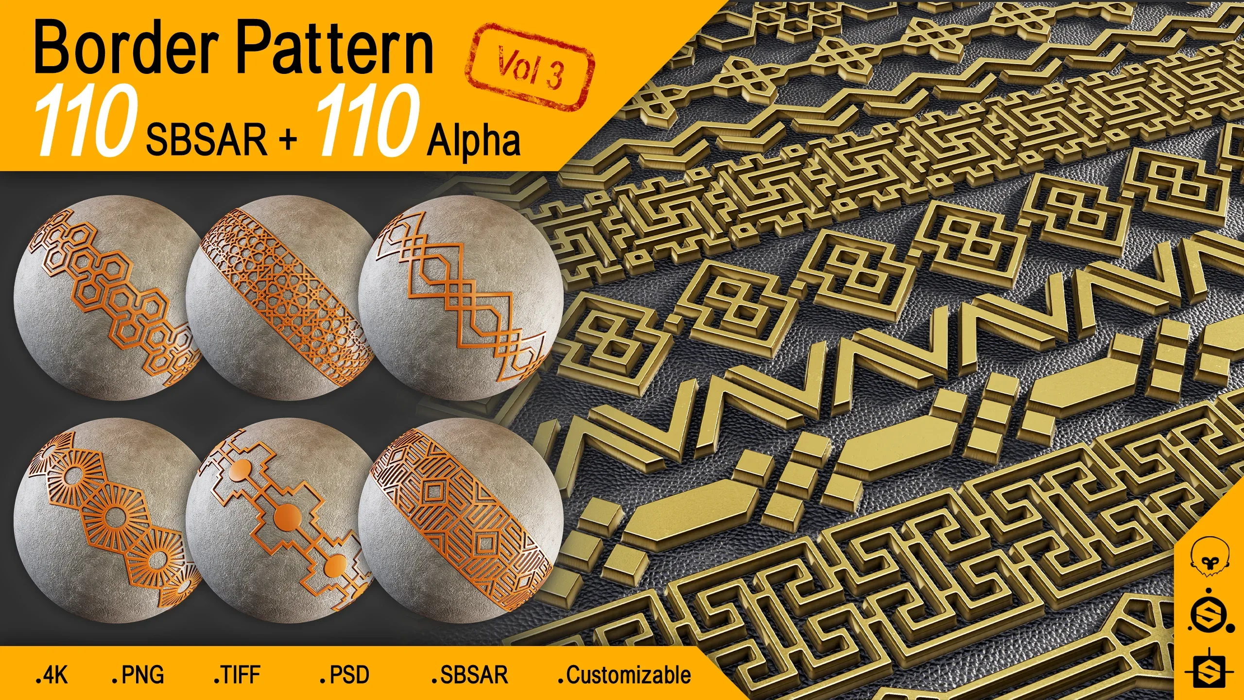 110 Border Pattern + Alpha (4K) - FlippedNormals