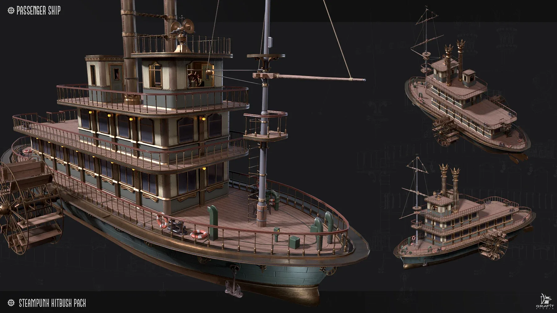 3D KITBASH SET - Steampunk - TEXTURED - FlippedNormals