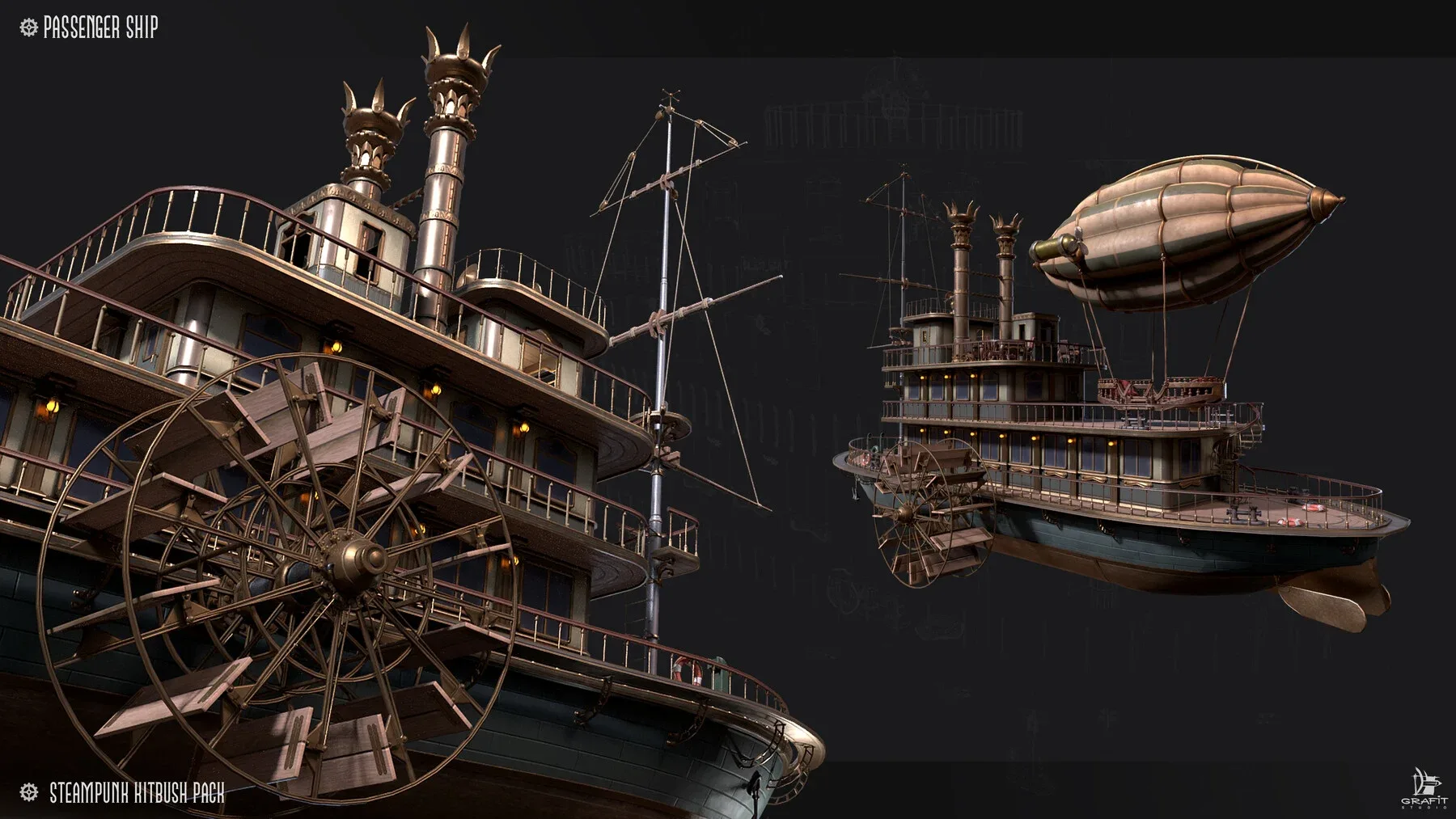 3D KITBASH SET - Steampunk - TEXTURED - FlippedNormals