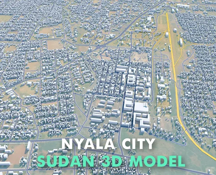 Nyala city Sudan 3d model 25km - FlippedNormals