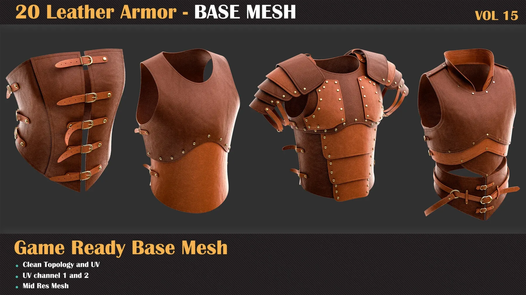 20 Leather Armor BASE MESH - VOL - FlippedNormals
