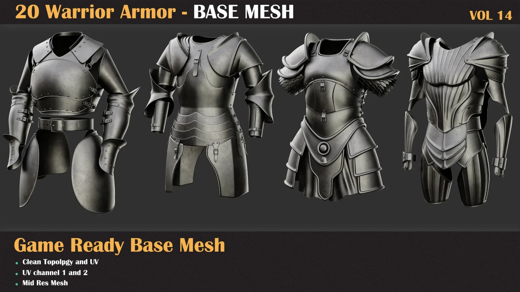 20 Warrior Armor BASE MESH - VOL - FlippedNormals