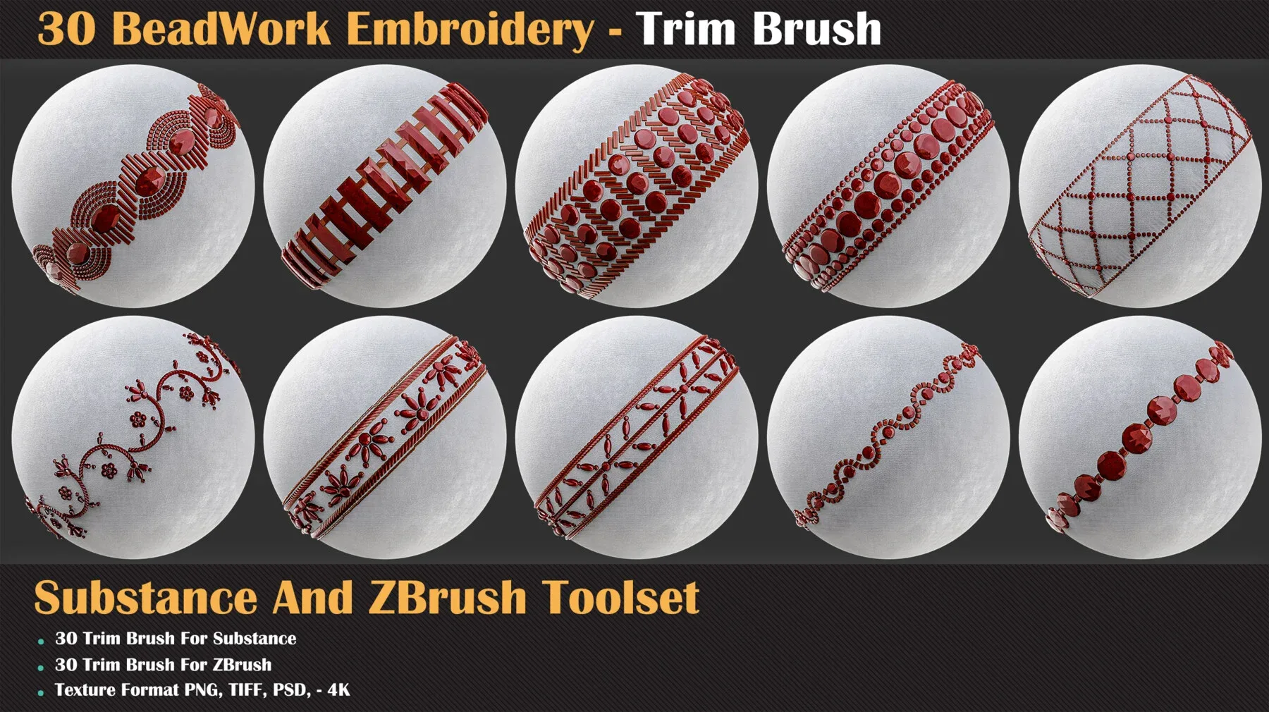 30 BeadWork Embroidery - Trim Brush - FlippedNormals